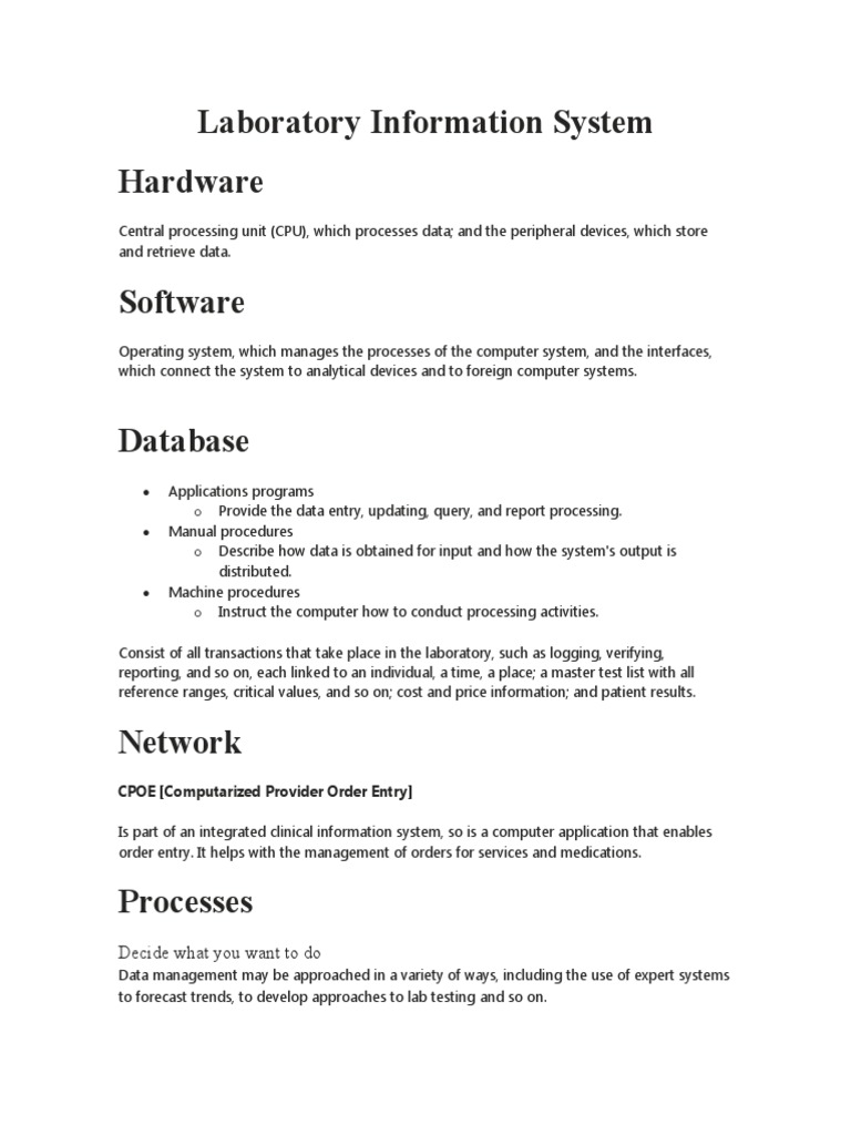 Laboratory Information System | PDF | Software | Information System