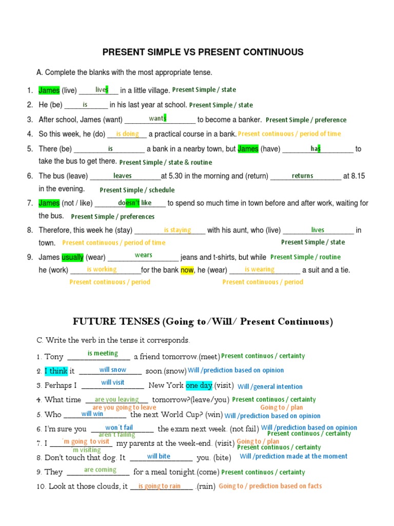 Present & Future Exercises | PDF