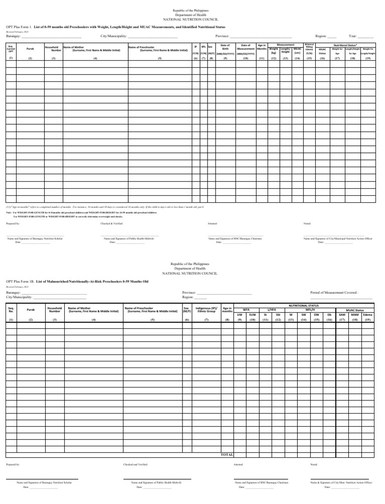 OPT Plus Masterlist Form - Updated - Feb 2021 | PDF | Childhood ...