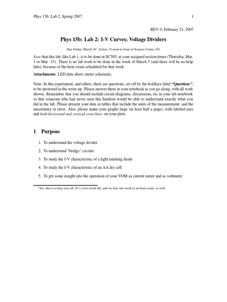 Voltage Divider & LED Circuits | PDF | Electrical Resistance And ...