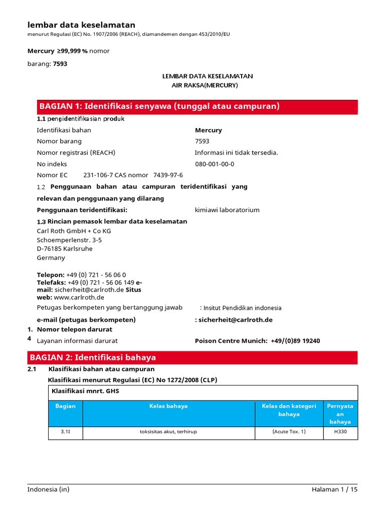 MSDS Air Raksa | PDF