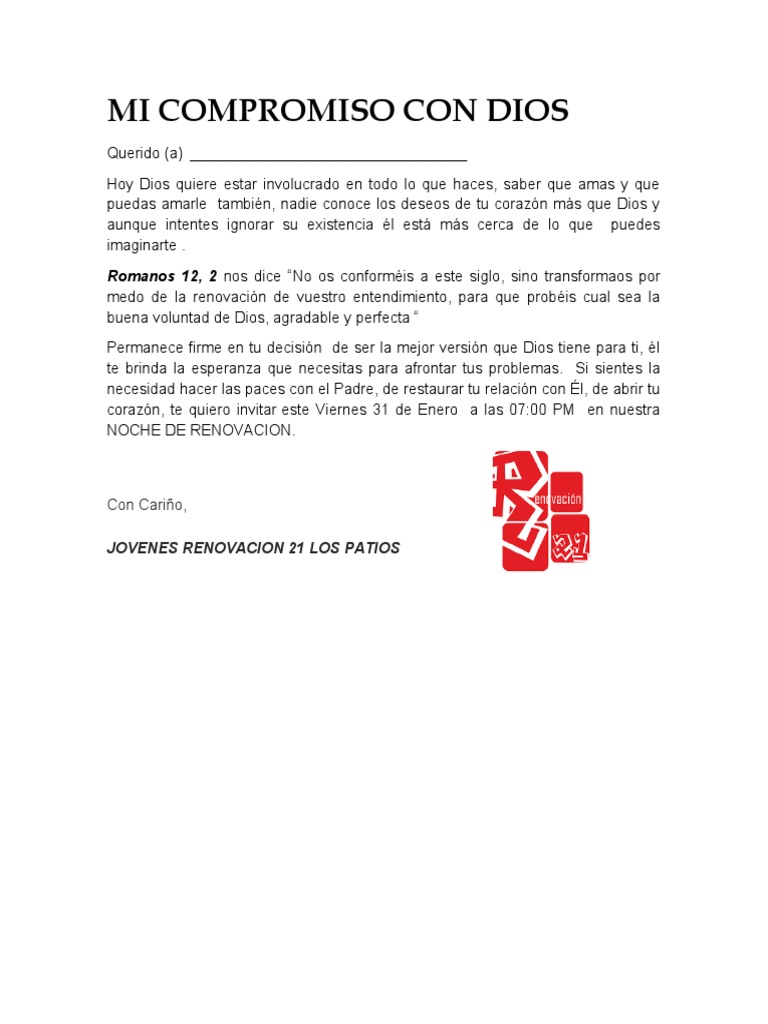 Carta Mi Compromiso Con Dios | PDF