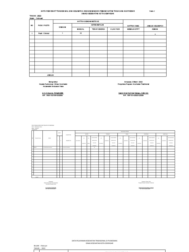 Form Laporan Pusk | PDF
