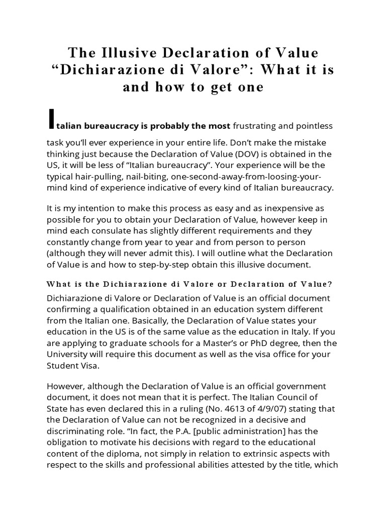 Declaration of Value | PDF | Notary Public