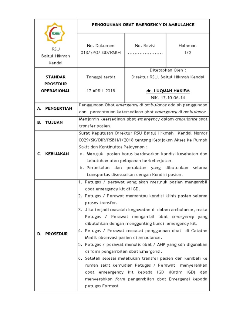 Igd-Spo Penggunaan Obat Emergency Di Ambulance | PDF | Pengembangan Diri