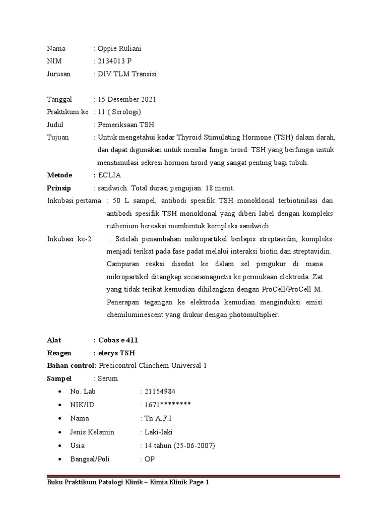 IMUN-SEROLOGI Pemeriksaan TSH | PDF