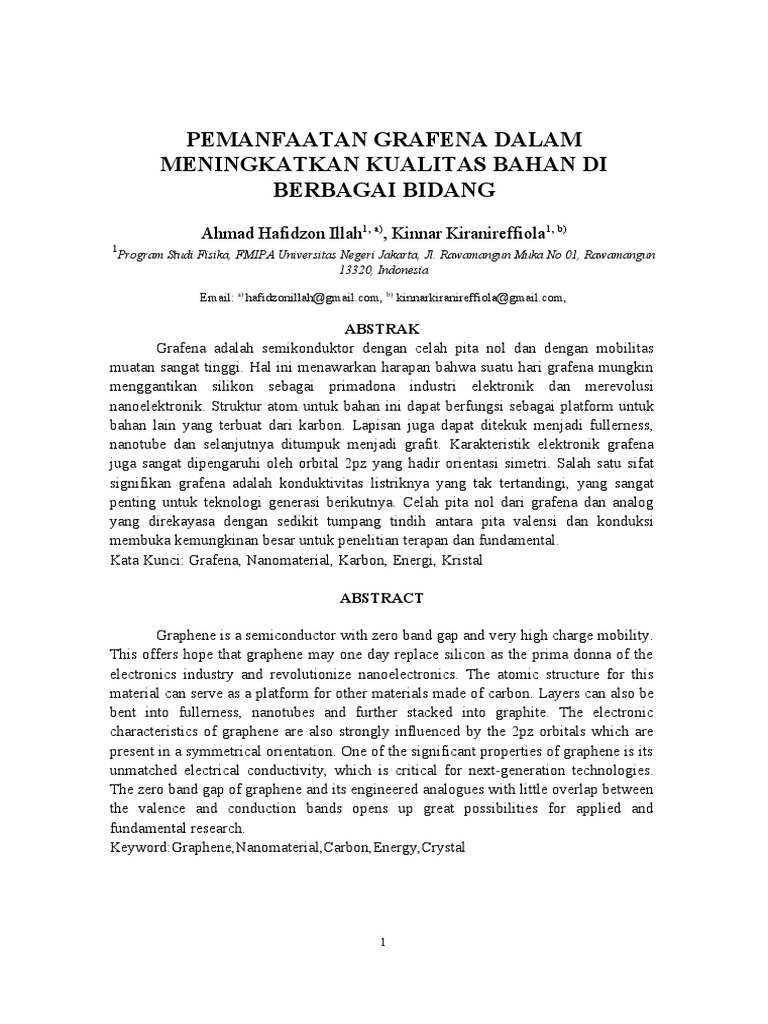Grafena: Masa Depan Material Elektronik | PDF