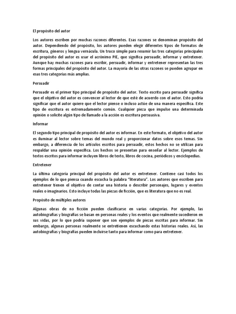 El Propósito Del Autor | PDF
