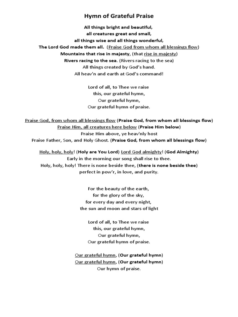 Hymn of Grateful Praise | PDF