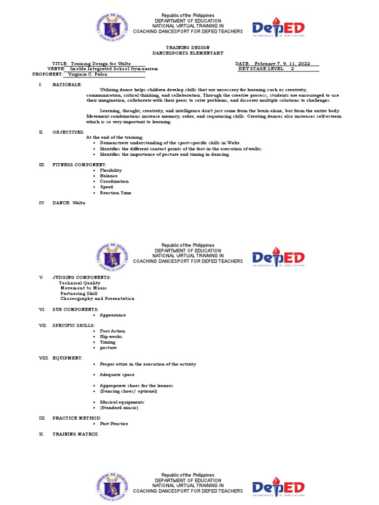 Training Design For Dancesport | PDF