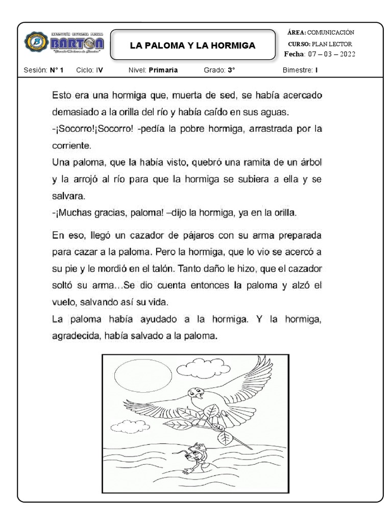 Semana 01 La Paloma y La Hormiga | PDF