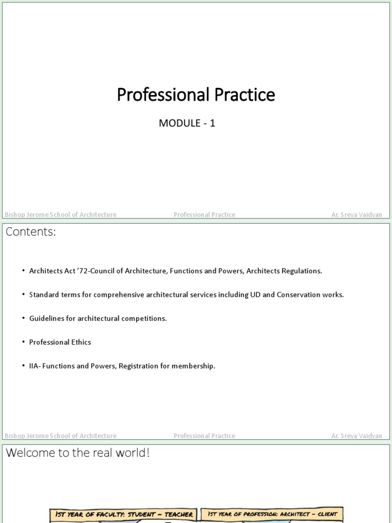 Professional Practice: Module - 1 | PDF | Architect | Government