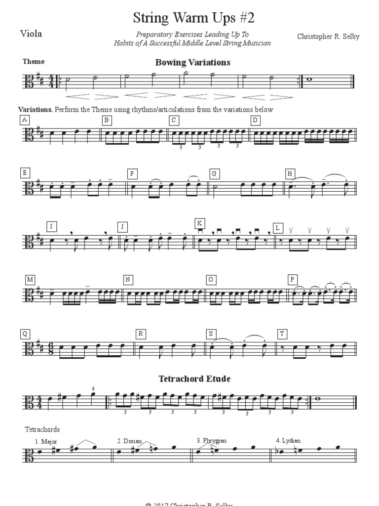 String Warm Ups 2 - Viola | PDF | Musicology | Musical Compositions