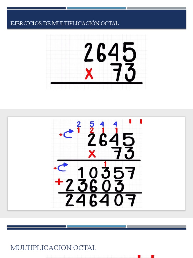 Ejercicios de Multiplicación Octal | PDF
