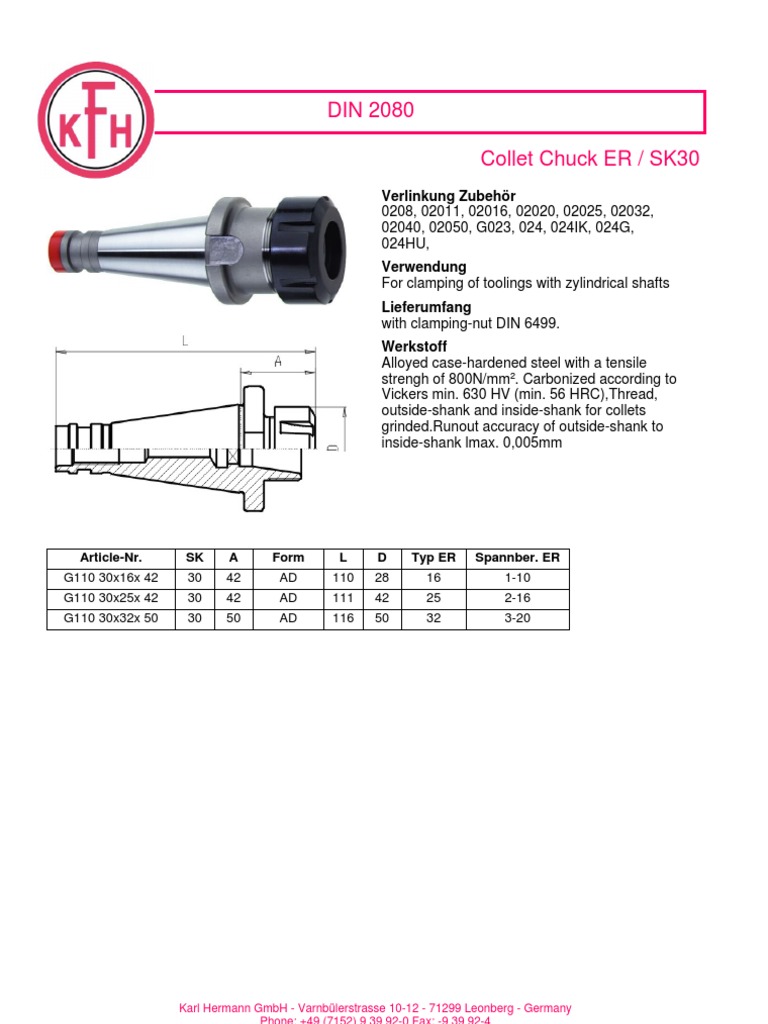 DIN 2080 Collet and Tapping Chucks | PDF | Screw | Tools