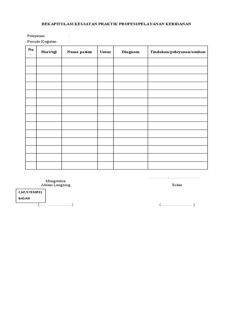 Format Rekapitulasi Kegiatan Praktik Profesi | PDF