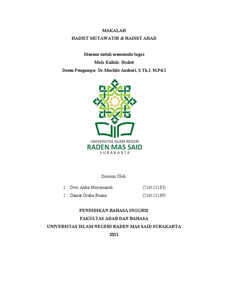 Makalah Hadits Kelompok 5 | PDF