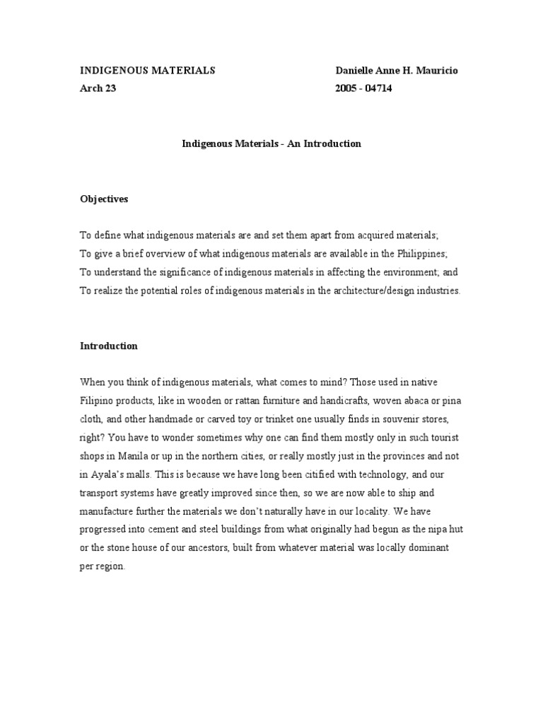 Indigenous Materials | PDF | Recycling | Building Materials