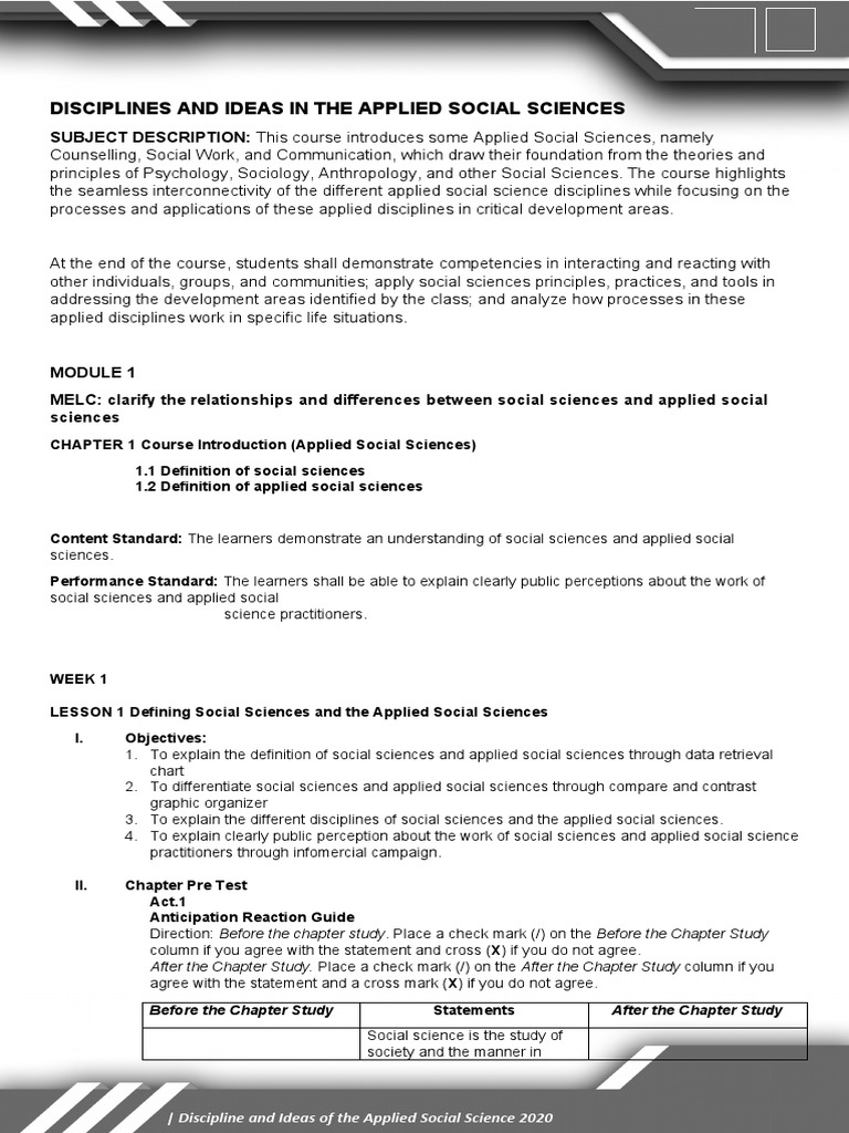 Applied Social Sciences Overview | PDF | Social Sciences | Science