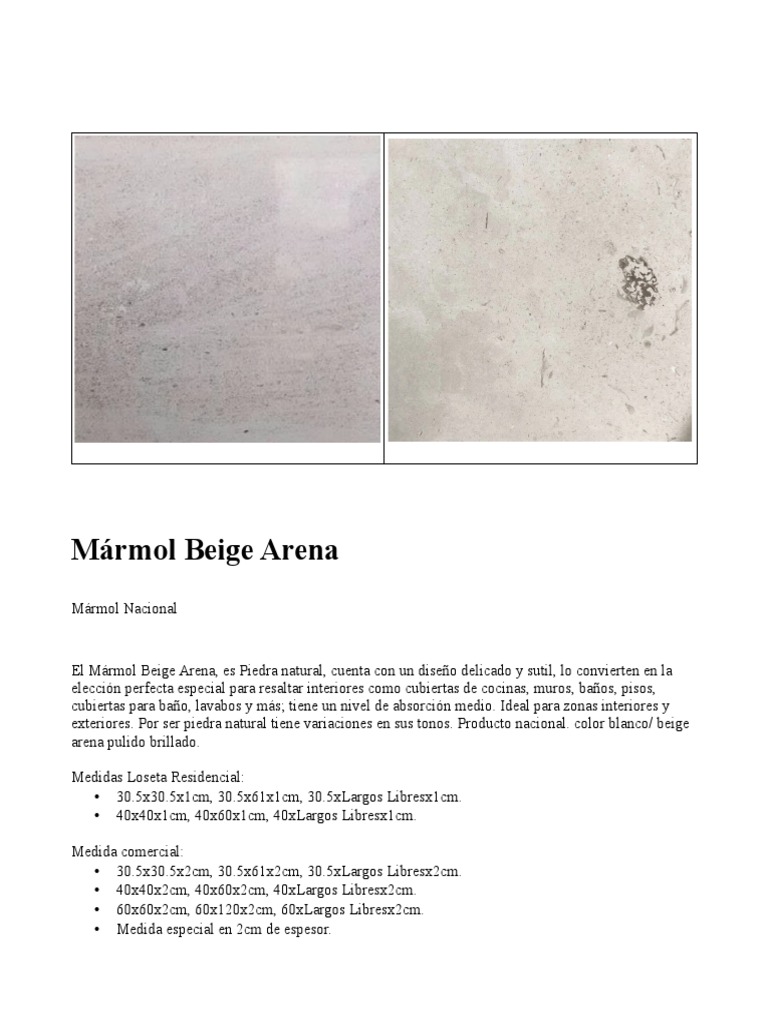 Marmol Beige Arena | PDF