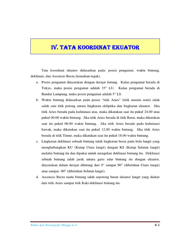 Tata Koordinat Ekuator | PDF
