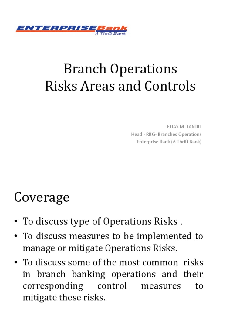 Branch Operations - Risk Areas | PDF | Automated Teller Machine ...