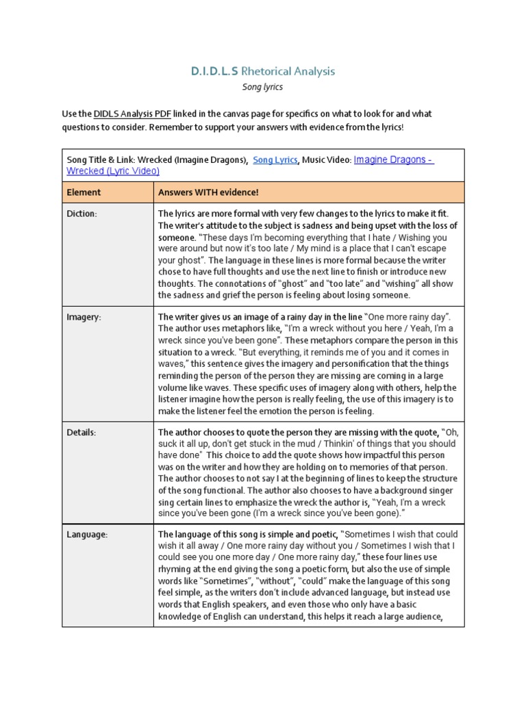 Didls Analysis | PDF | Song Structure | Cognition
