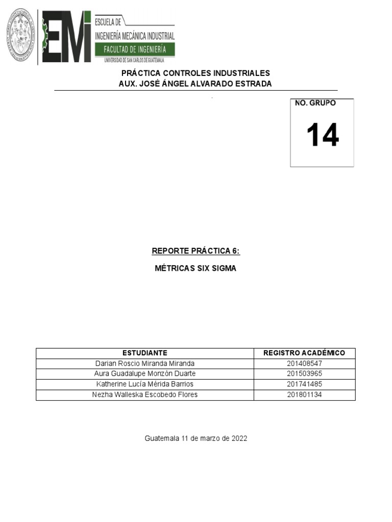 Reporte6 Grupo14 | PDF | Six Sigma | Business