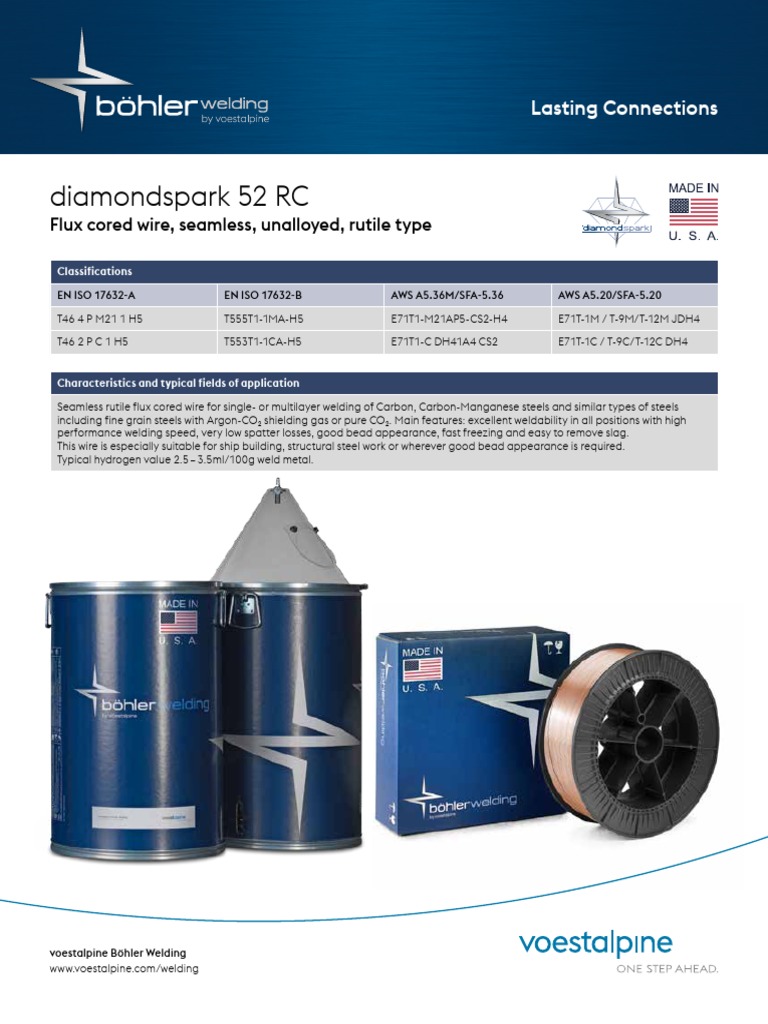Diamondspark 52 RC Welding Wire Overview | PDF | Industrial Processes ...