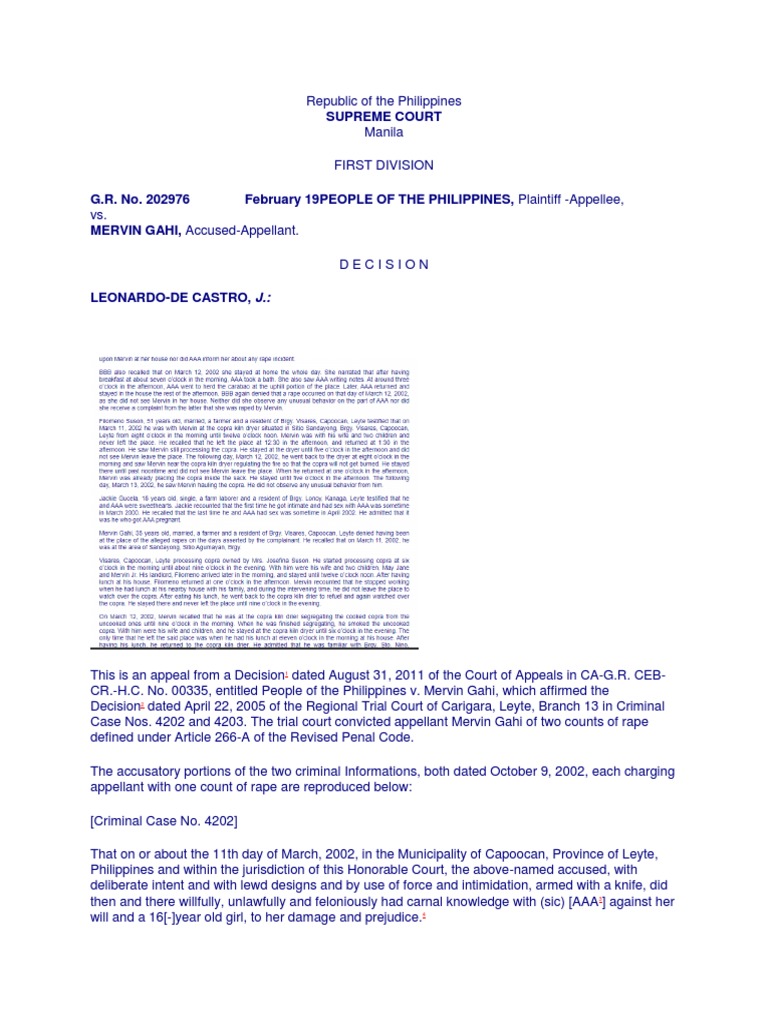 Supreme Court Ruling on Mervin Gahi Rape Case | PDF | Appeal | Criminal Law