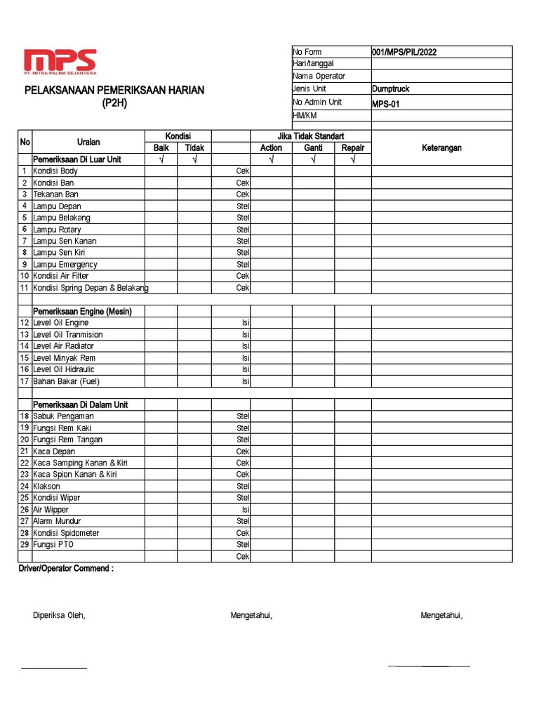Form P2H New All Unit | PDF
