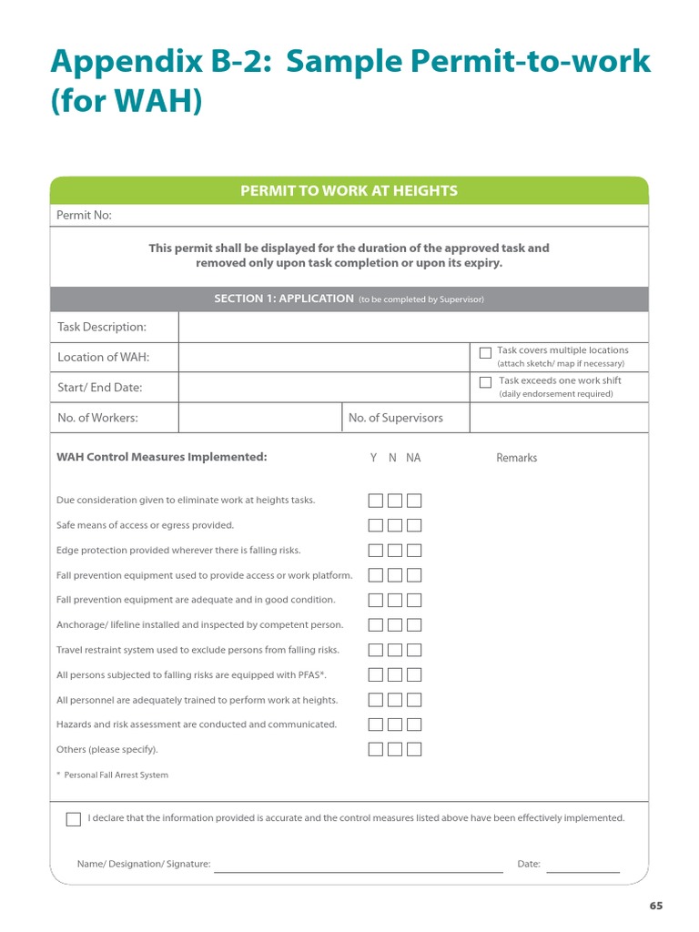 Sample Permit To Work | PDF | Occupational Safety And Health | Safety