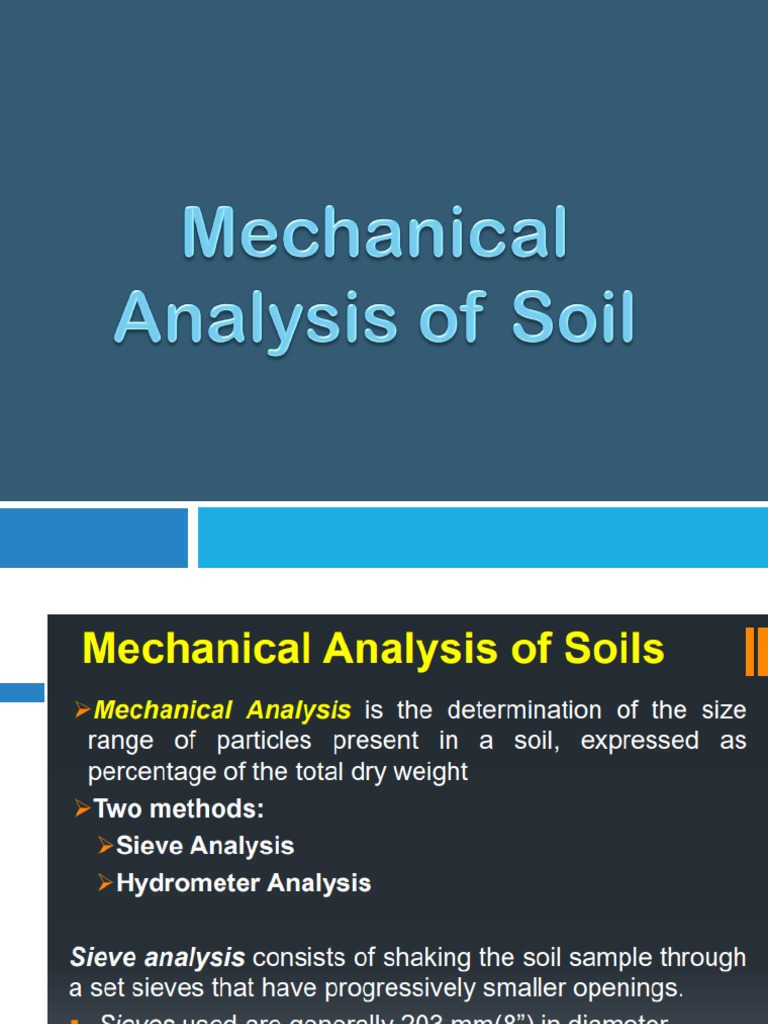 CE322-Geotechnical Engineering (Soil Mechanics) - Mechanical Analysis ...