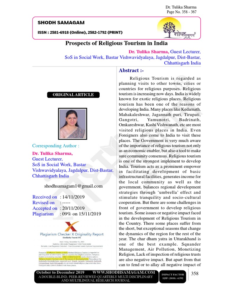Religious Tourism in India: Opportunities & Challenges | PDF | Tourism ...
