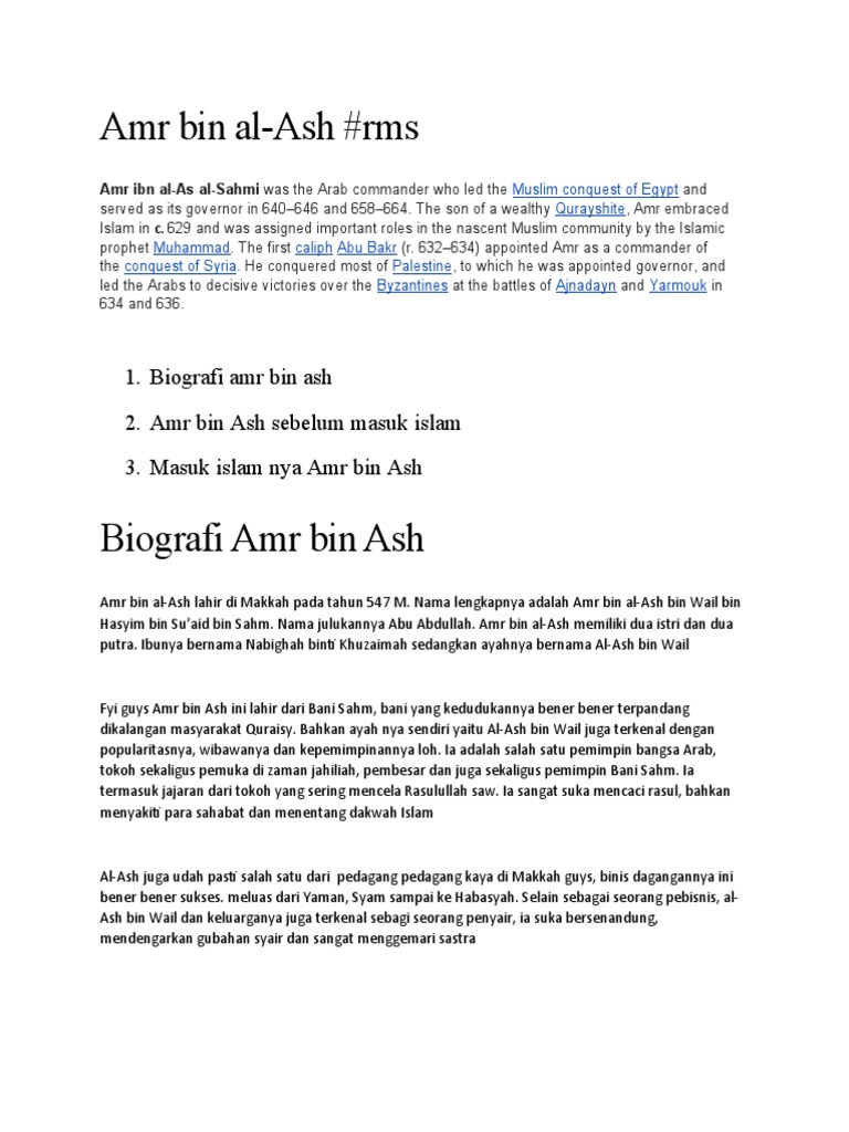 Amr Bin Ash | PDF