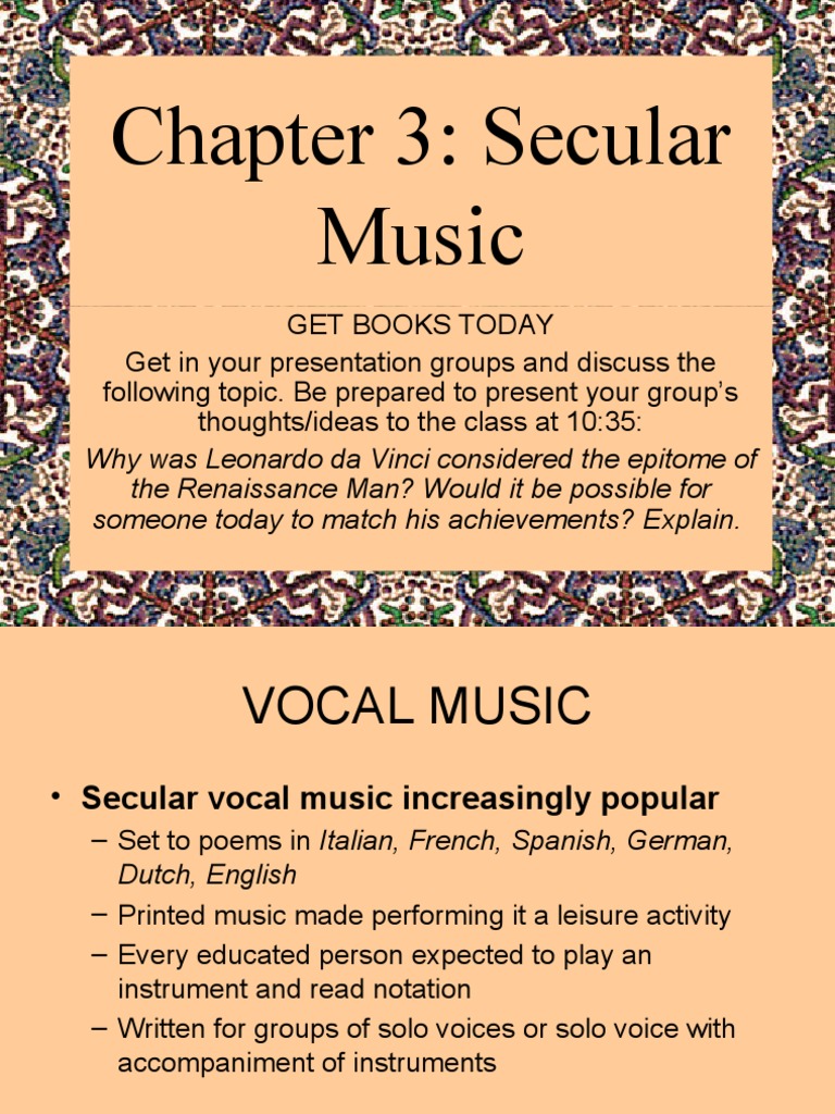 Secular Music | PDF | Performing Arts | Classical Music