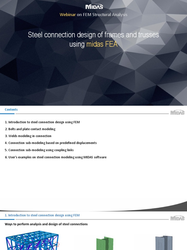 Steel Connection Design Using MIDAS FEA | PDF | Truss | Finite Element ...