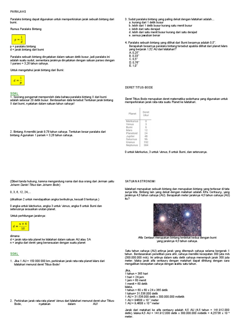 Mengukur Jarak Bintang dengan Paralaks | PDF | Sains & Matematika
