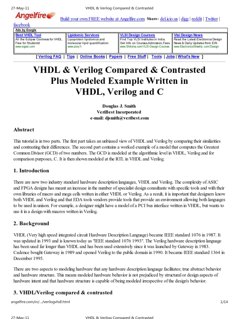 Vhdl And Verilog Compared And Contrasted Vhdl Hardware Description Language 
