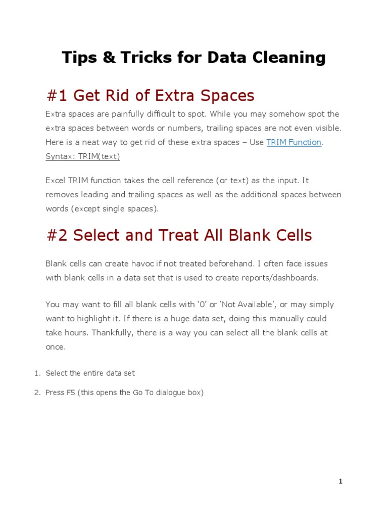 Data - Cleaning - Tips & Tricks | PDF | Microsoft Excel | Software