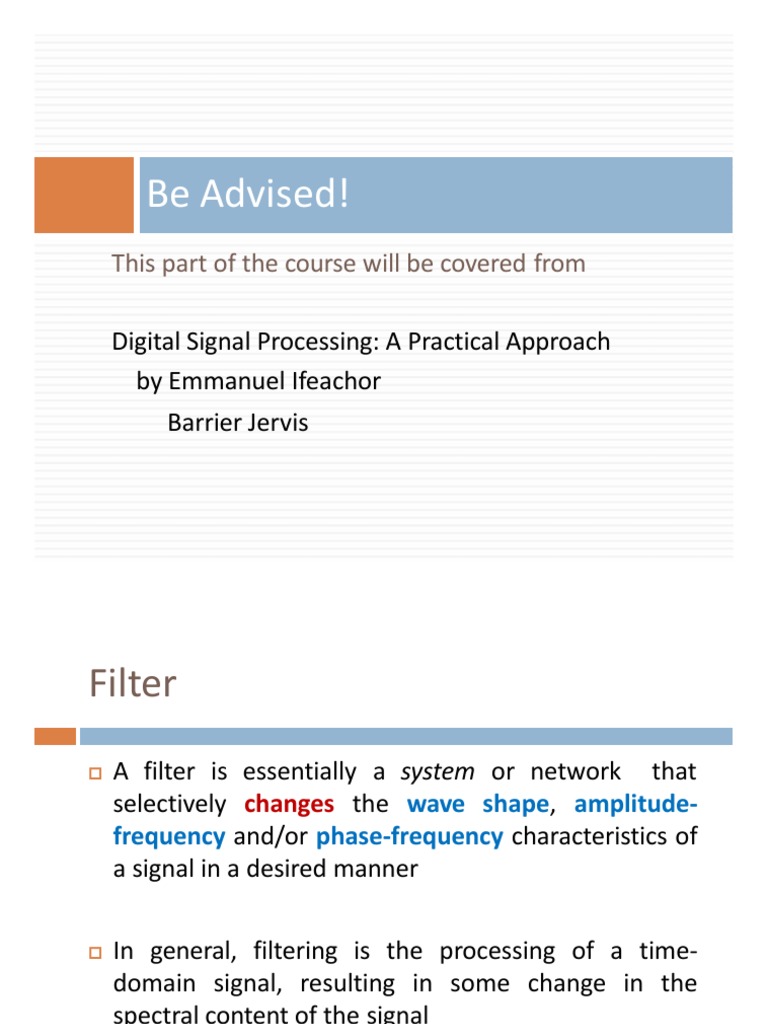 Lecture Digital Filters An Introduction | PDF