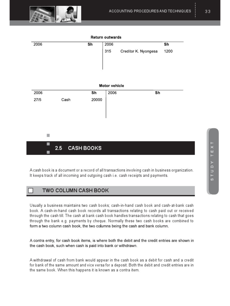 2.5 Cash Books: Two Column Cash Book | PDF | Debits And Credits ...