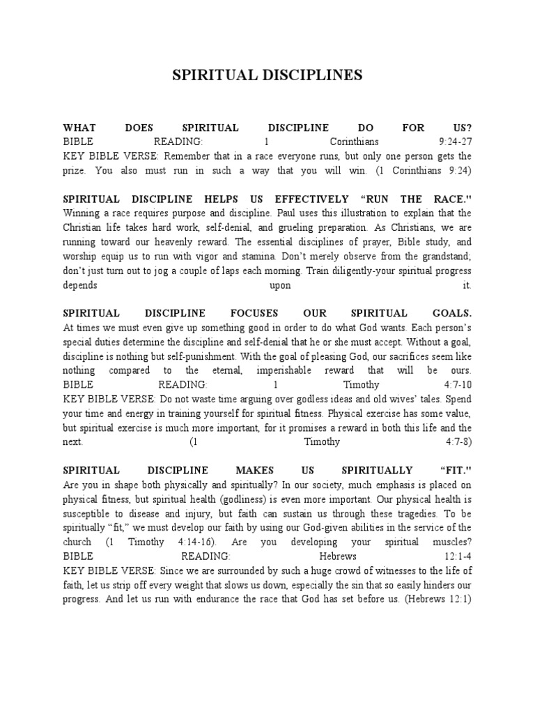 Spiritual Disciplines: What Does Spiritual Discipline Do For Us? | PDF ...