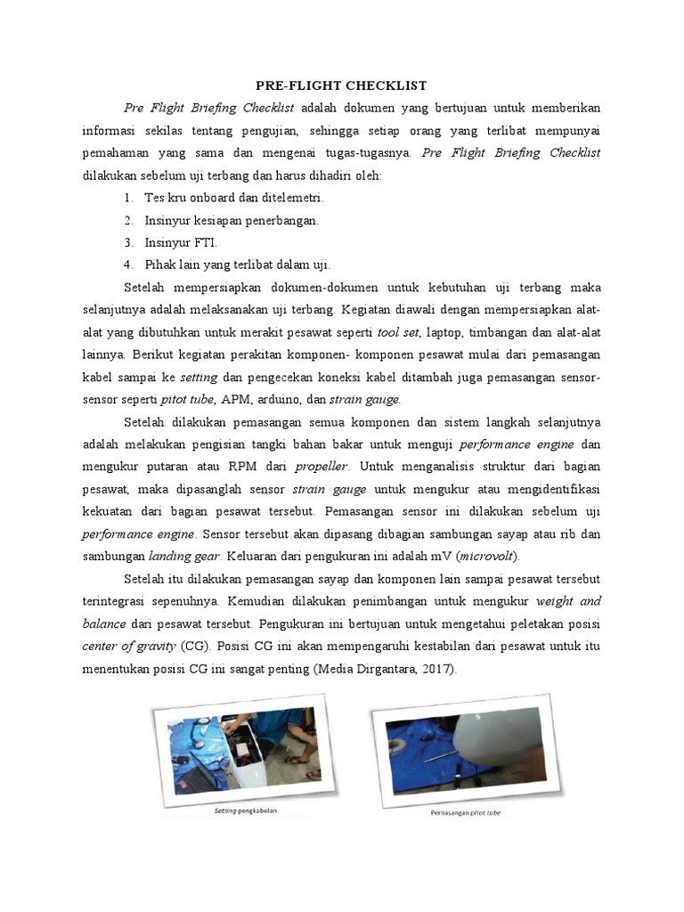 Pre Flight Checklist | PDF