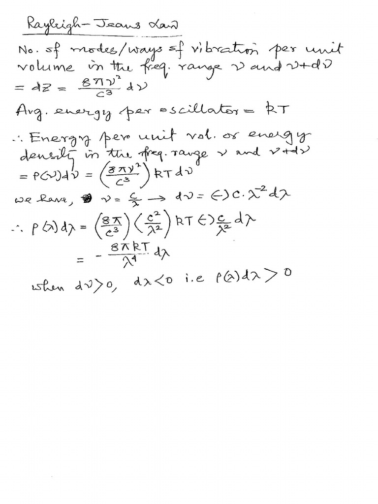 Rayleigh Jeans Law And Plancks Formula Pdf 