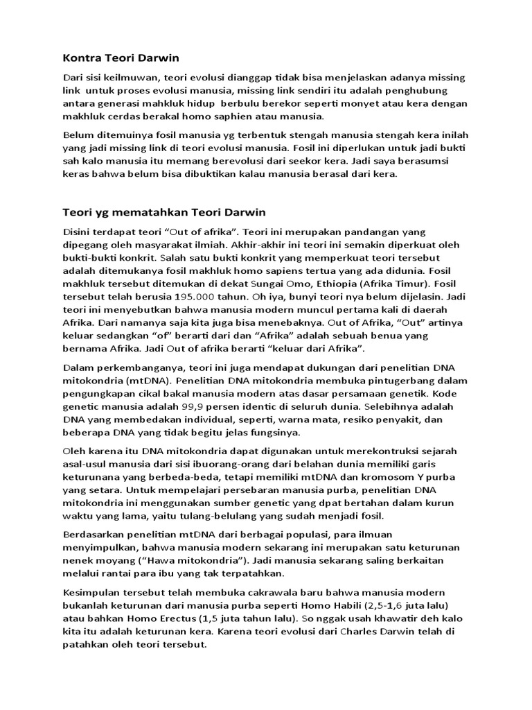 Kontra Teori Darwin | PDF