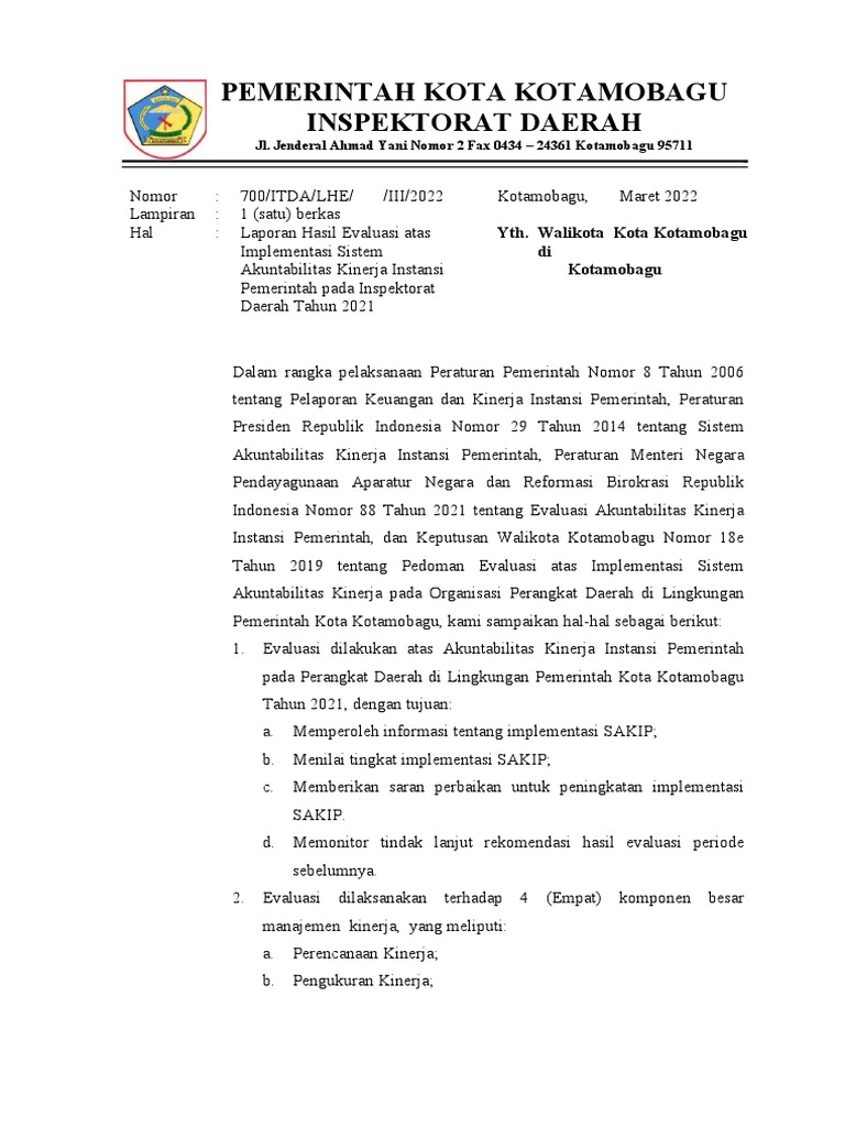 Contoh LHE SAKIP | PDF