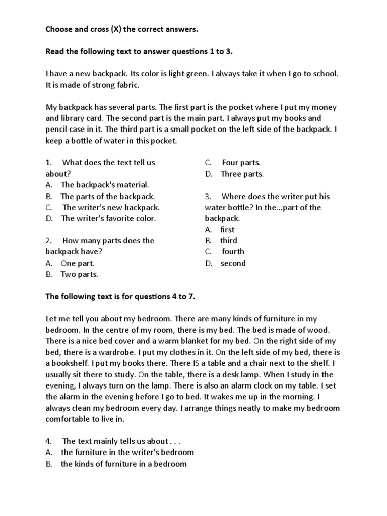 Choose and Cross (X) The Correct Answers. Read The Following Text To ...