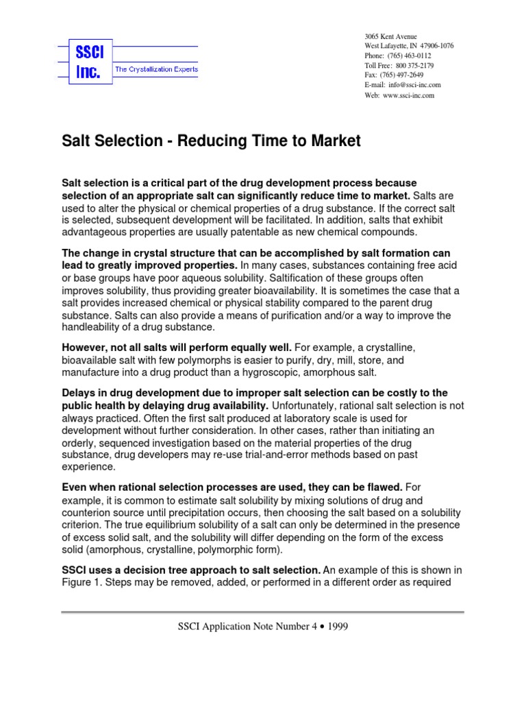 Selecting the Optimal Salt Form: A Decision Tree Approach to Facilitate ...