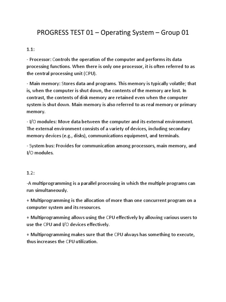 An Analysis of Operating System Concepts Including Process Control Blocks, Memory Management ...